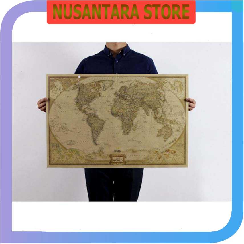 Jual NS - Poster Peta Dunia Large Vintage World Map 104 x 69 cm - N401 ...