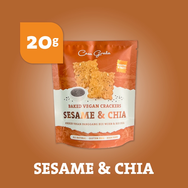 Jual Casa Grata Mini Sesame and Chia Crackers 20 gram - snack vegan ...