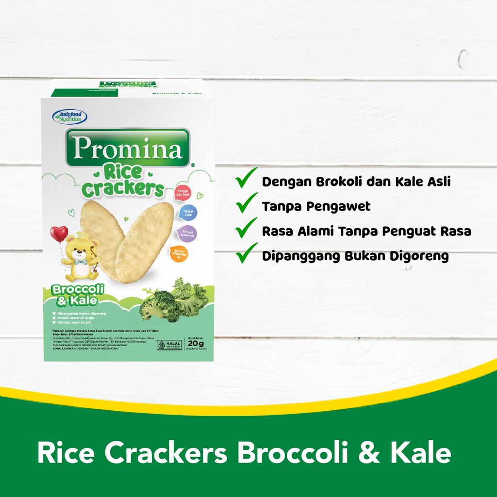 Jual Promina Rice Crackers Broccoli & Kale 20 g x 1 pcs | Shopee Indonesia