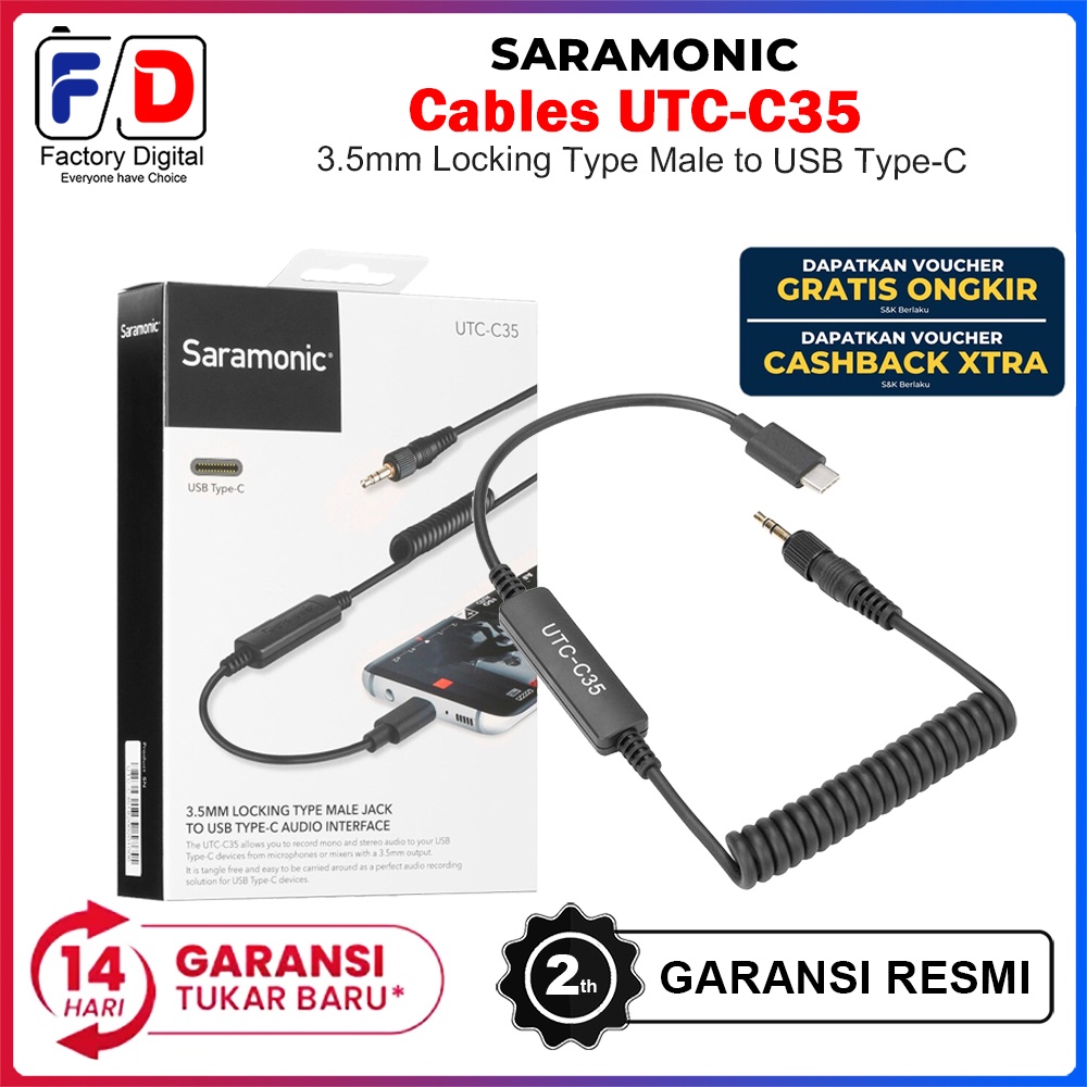 Jual Saramonic UTC-C35 Adapter Cables 3.5mm Type Male to USB Type C | Shopee Indonesia