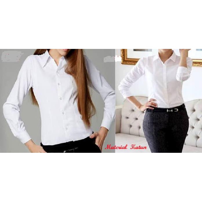 Jual Kemeja / Hem Putih Polos Lengan Panjang Model 4 Best Quality ...