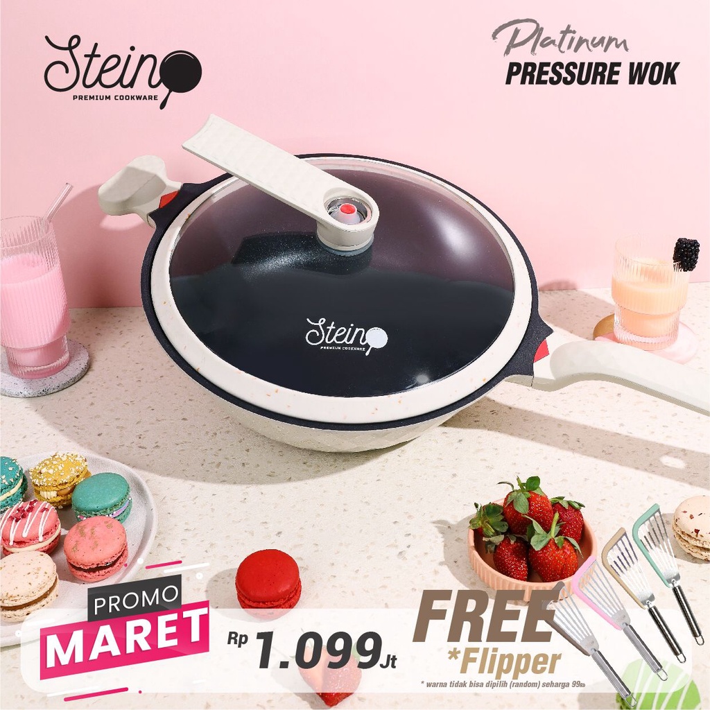 Jual Stein Steincookware Wok Platinum 32cm Pressure Cooker Anti Baret Beige | Shopee Indonesia
