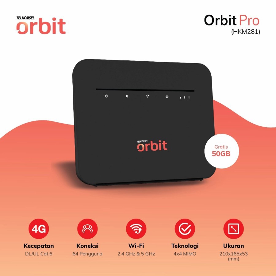 Jual Modem Router HKM Orbit Pro HKM281 Free Kouta 50GB Unlock - Hitam ...