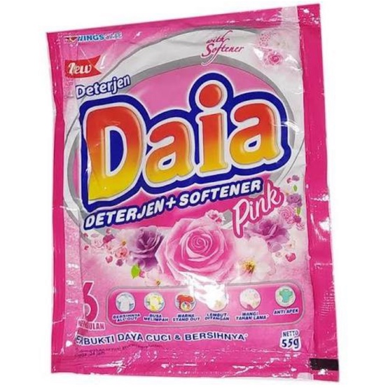 Jual DAIA DETERJEN POWDER BUBUK SOFTENER 46 GR ROMANTIC PINK CLEAN FRESH FLORAL BLOSSOM LEMON ...