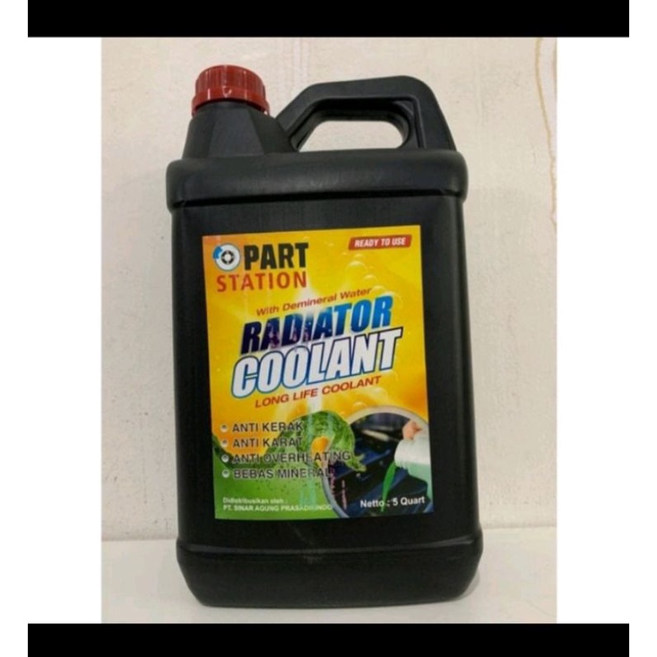 Jual air coolant radiator merk part station warna merah isi 5 liter ...