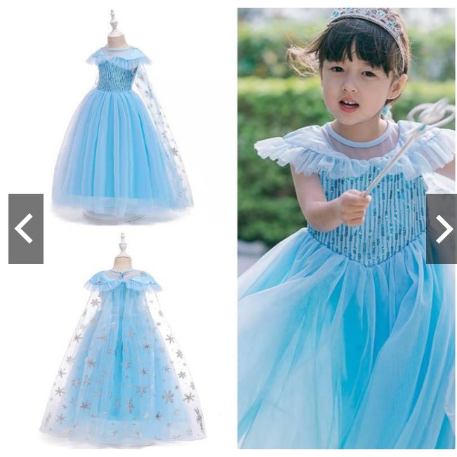 Jual Dress Princess Anak Perempuan Biru With Cape Dress Princess With ...