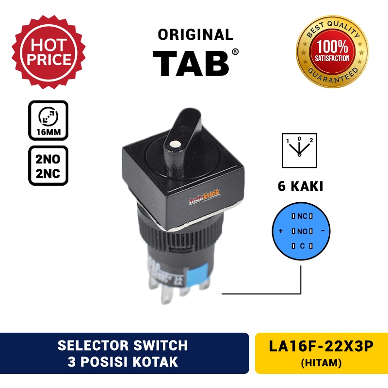 Jual Selector Switch 16mm Stay-Put 3 Posisi Kotak LA16F-22X3P TAB Murah - Hitam | Shopee Indonesia