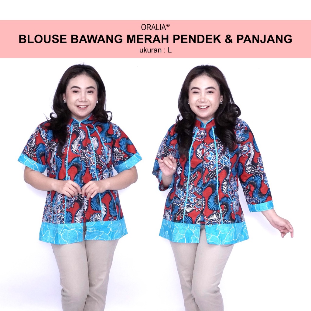 Jual Atasan Batik Jumbo Wanita Kerja Blouse Big Size Batik Wanita S M L