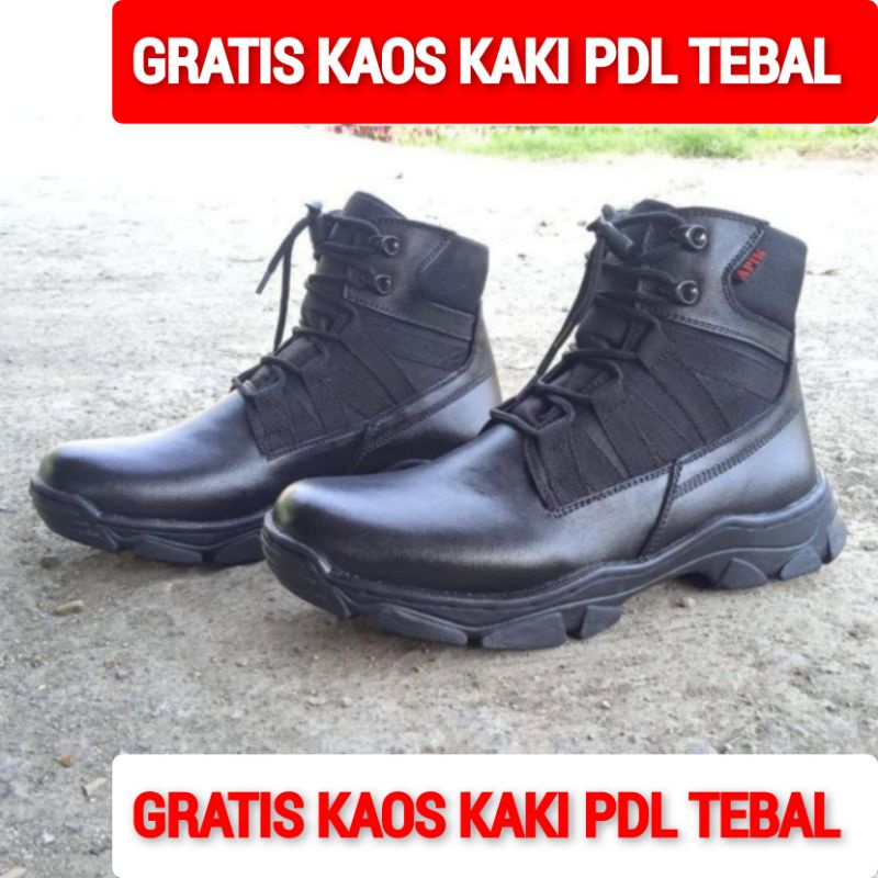 Jual SEPATU PDL NINJA PENDEK KULIT SAPI ASLI MERK APIK SEPATU PDL DINAS ...