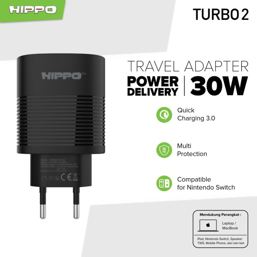 Jual Adapter Hippo Turbo 2 30 Watt | Shopee Indonesia