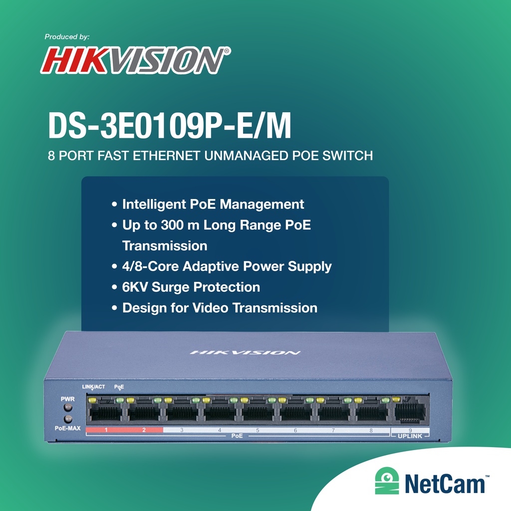 Jual POE SWITCH HUB HIKVISION DS-3E0109P-E/M(B) 8 POE | Shopee Indonesia