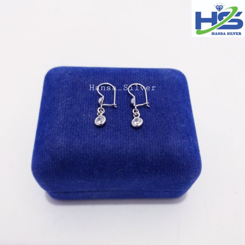 Jual Anting Anak Perak Asli Silver 925 Lapis Emas Putih Model Agogo Desi Satu Permata Batu Putih ...