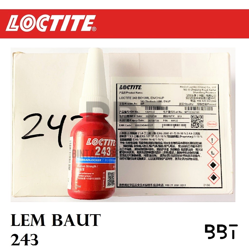 Jual Lem Baut LOCTITE 243 10ml / Loctite Threadlocker 243 Pengisi Rongga Mur Baut | Shopee Indonesia