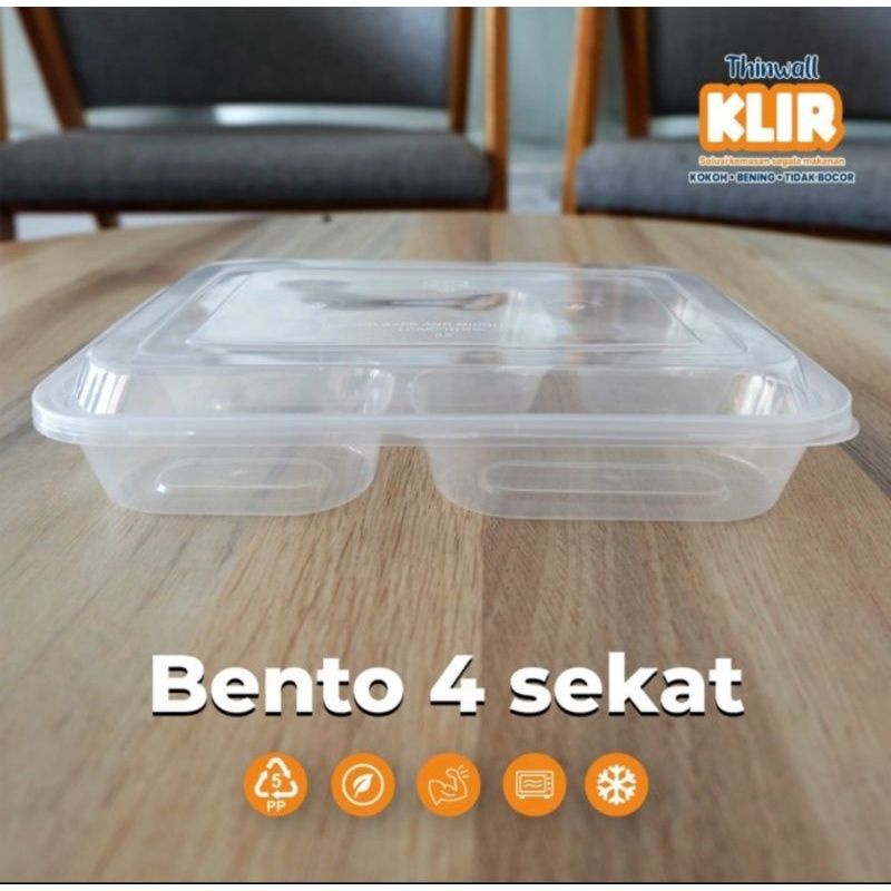 Jual THINWALL BENTO / BOX BENTO / BENTO KLIR 4 SEKAT / ANTI PECAH ISI ...