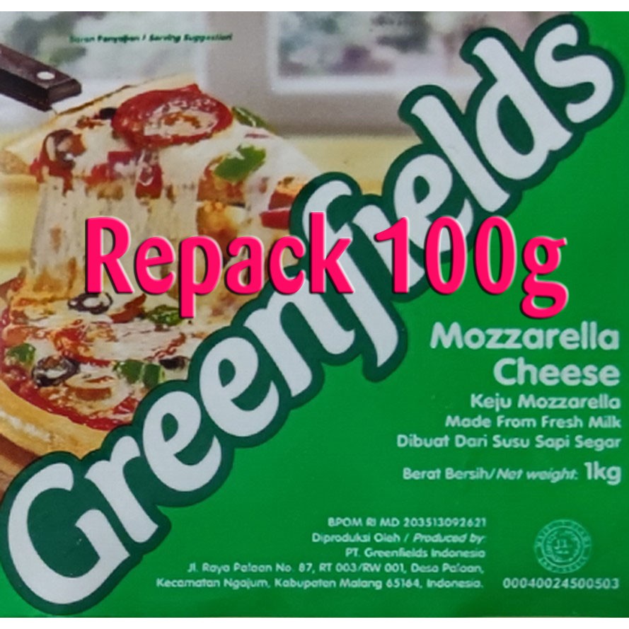 Jual keju mozarella greenfields repack 100g | Shopee Indonesia