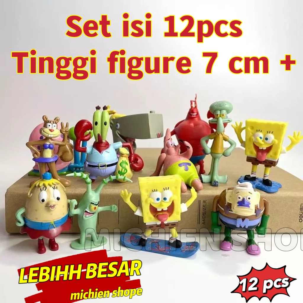 Jual toper Action figure Spongebob 12 pcs set / Topper kue Sponge bob ...