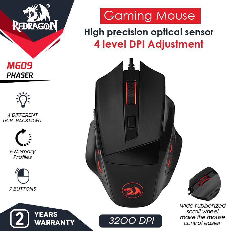 Jual Redragon M609 Gaming Mouse PHASER | Shopee Indonesia