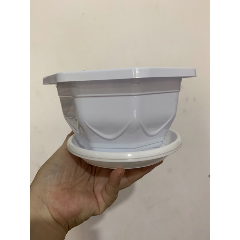 Jual Pot bunga Agape 190 plus tatakan PUTIH untuk tanaman daun, bunga ...