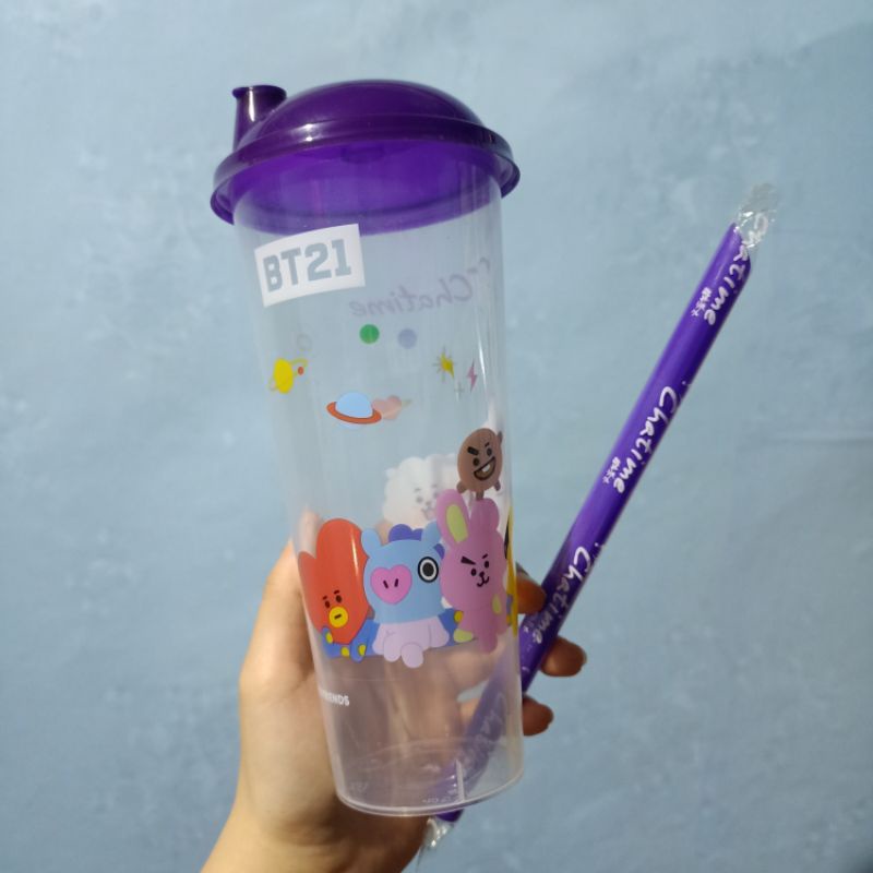 Jual Gelas/Cup Chatime BT21 • Purple (Ungu) | Shopee Indonesia