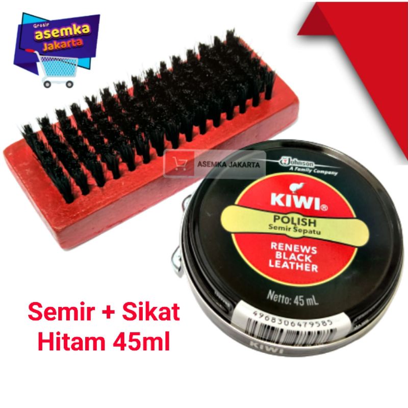 Jual Semir Sepatu Kiwi shoe Polish Besar 45ml 17,5ml Lengkap + Sikat semir | Shopee Indonesia