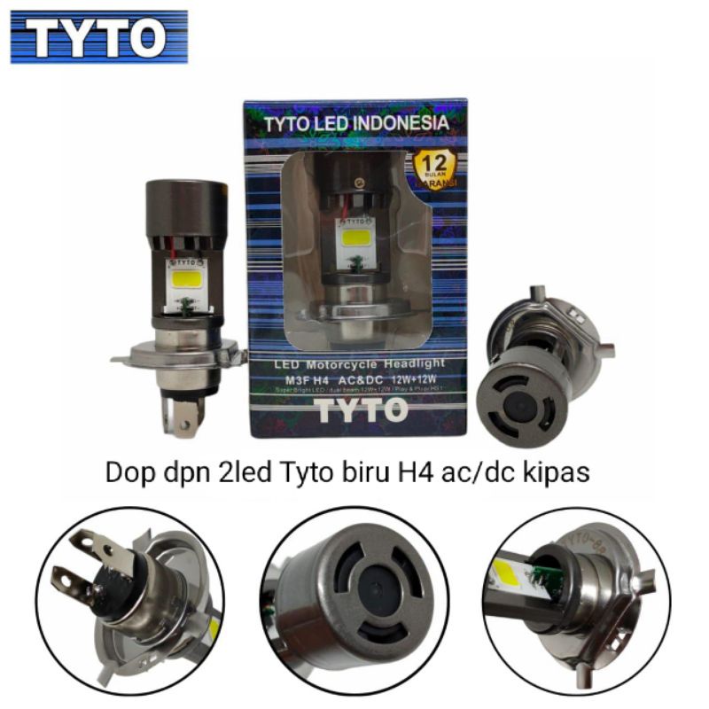 Jual LAMPU DOP DEPAN 2 LED TYTO H4 BIRU AC/DC KIPAS | Shopee Indonesia
