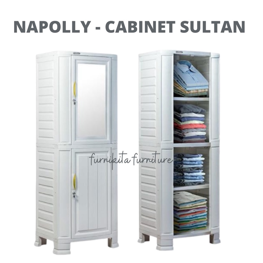 Jual LEMARI PLASTIK NAPOLLY CABINET SULTAN 2 PINTU GANTUNGAN CERMIN ...