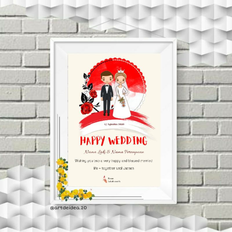 Jual FRAME ART WEDDING TEMA KEMERDEKAAN MURAH | Shopee Indonesia