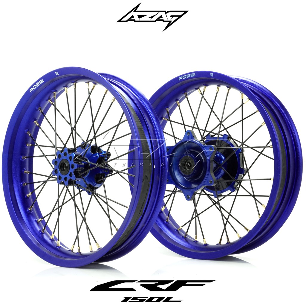Jual VELG SET SUPERMOTO HONDA CRF 150 RING ROSSI FULL BIRU HITAM ...