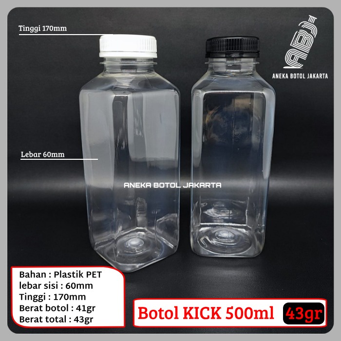 Jual Botol plastik KICK 500ml berat 41gr tebal bening / botol plastik ...