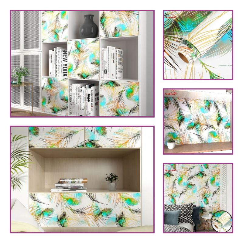 Jual Wallpaper Stiker Dinding Motif Bulu Merak Mewah Elegan Modern ...