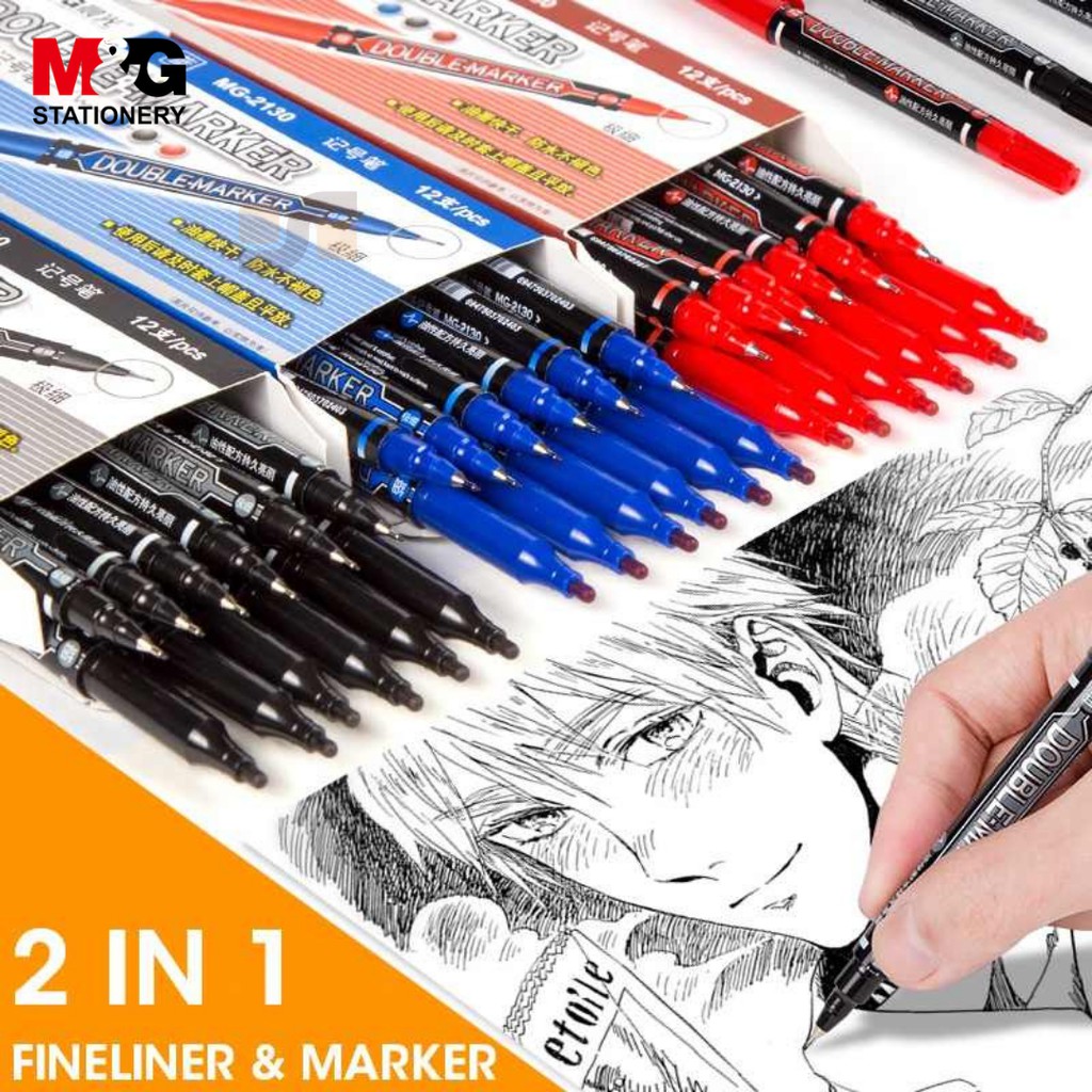 Jual Spidol Warna Permanen Dua Sisi Double Side Permanent Marker ...