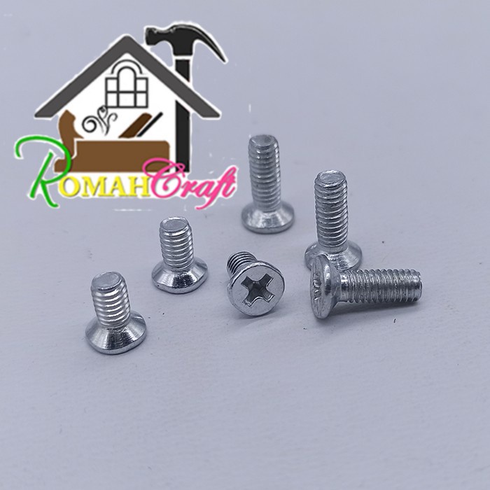 Jual Baut Mini Flat Kepala 4 x 12 mm Baut JF Skrup Baut Tarikan Handle ...