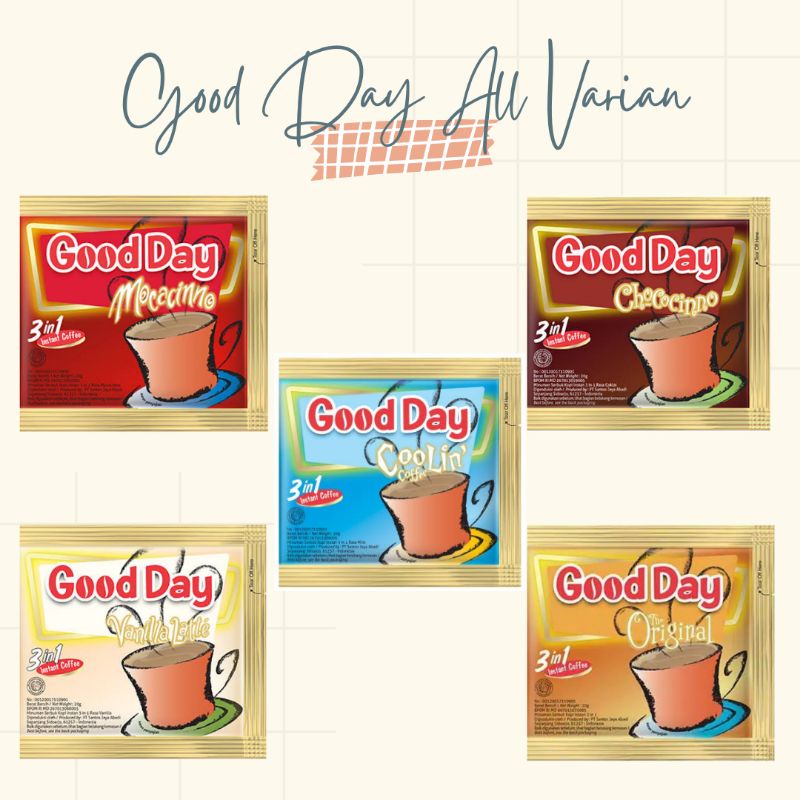 Jual Good Day All Varian 20g (sachet) MAX ORDER 30 Pcs/Sachet | Shopee ...