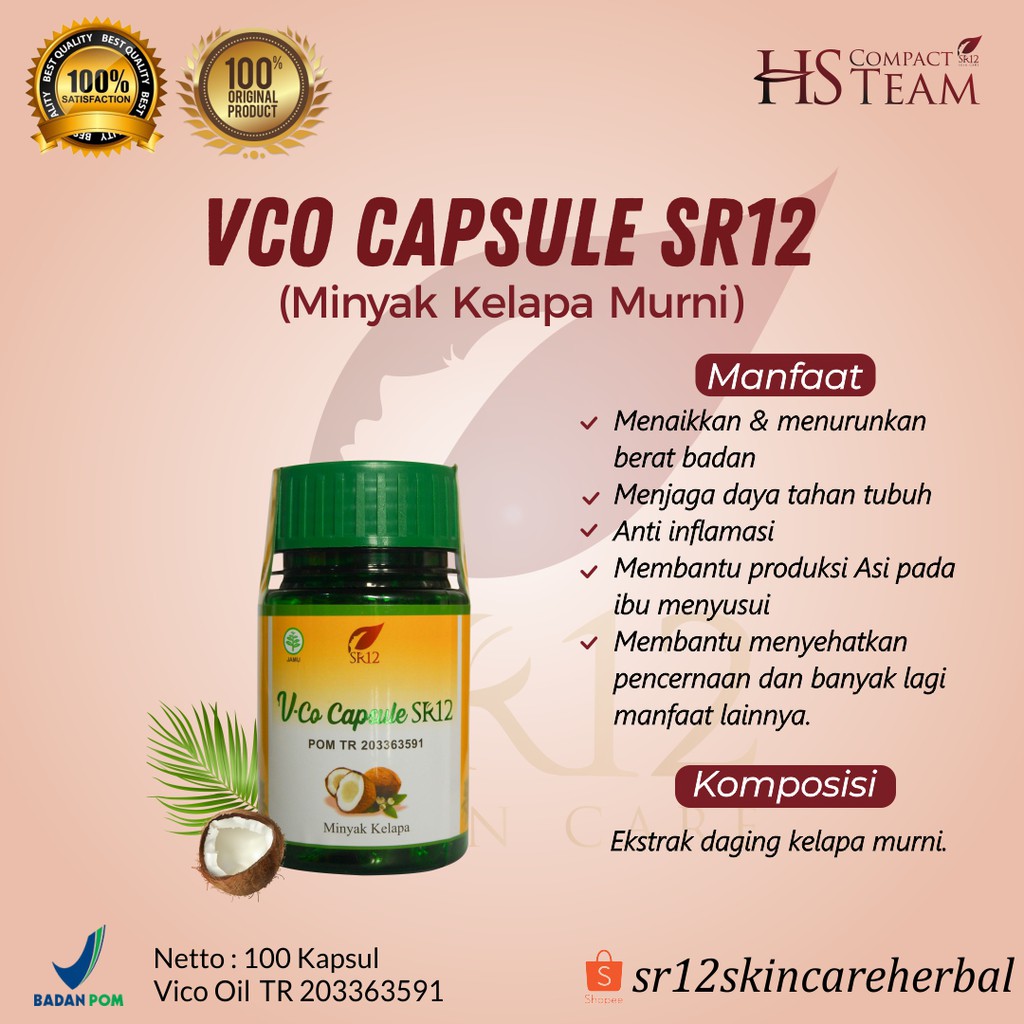 Jual VCO SR12 Kapsul / VCO Kapsul / Virgin Coconut Oil 100 Kapsul ...