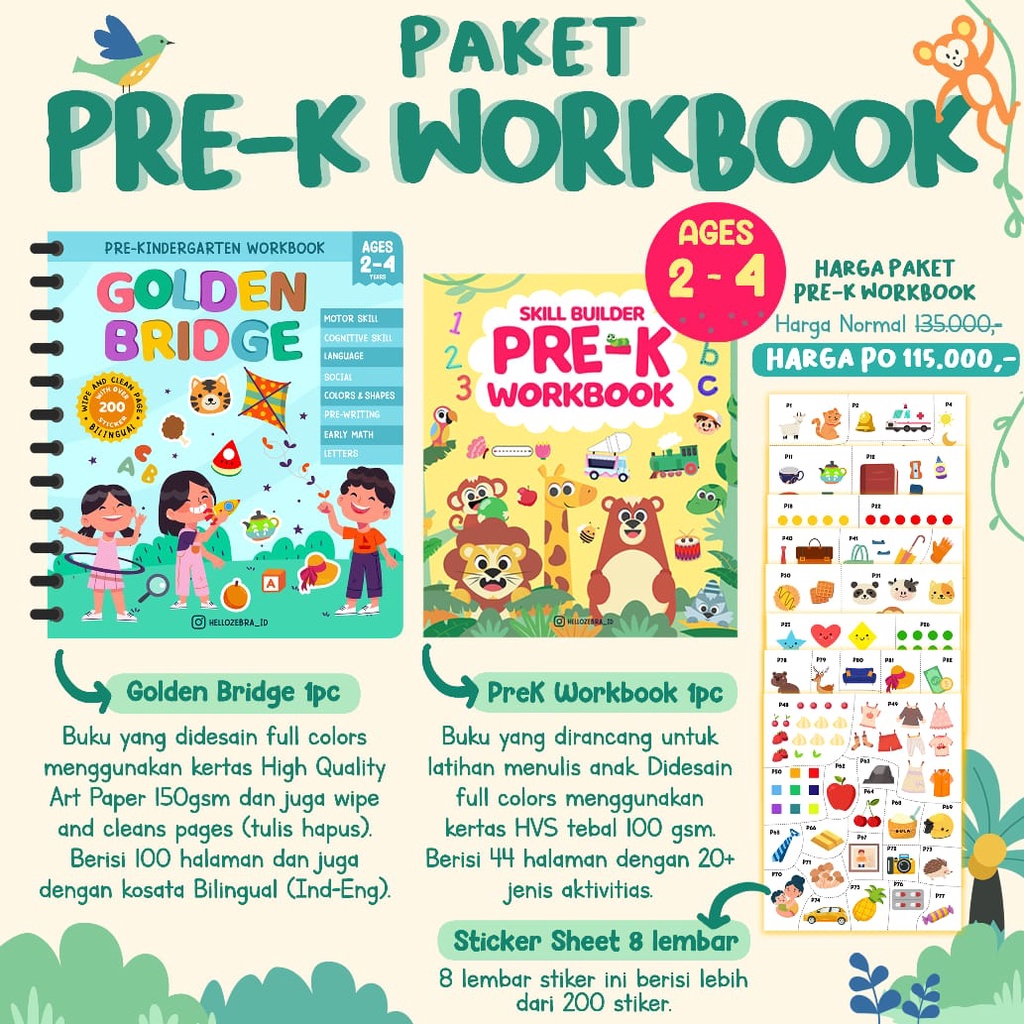 Jual GOLDEN BRIDGE - PRE-K WORKBOOK ANAK PAUD TK KINDERGARTEN - REFILL ...