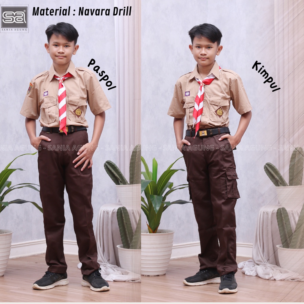 Jual Seragam SMP MTS Bawahan Pramuka Celana Panjang COKLAT PASPOL dan ...