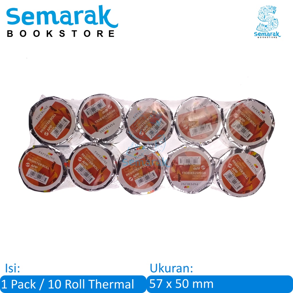 Jual PaperLine Thermal Register Kertas Roll Kasir 57 x 50 mm [1 Pack ...