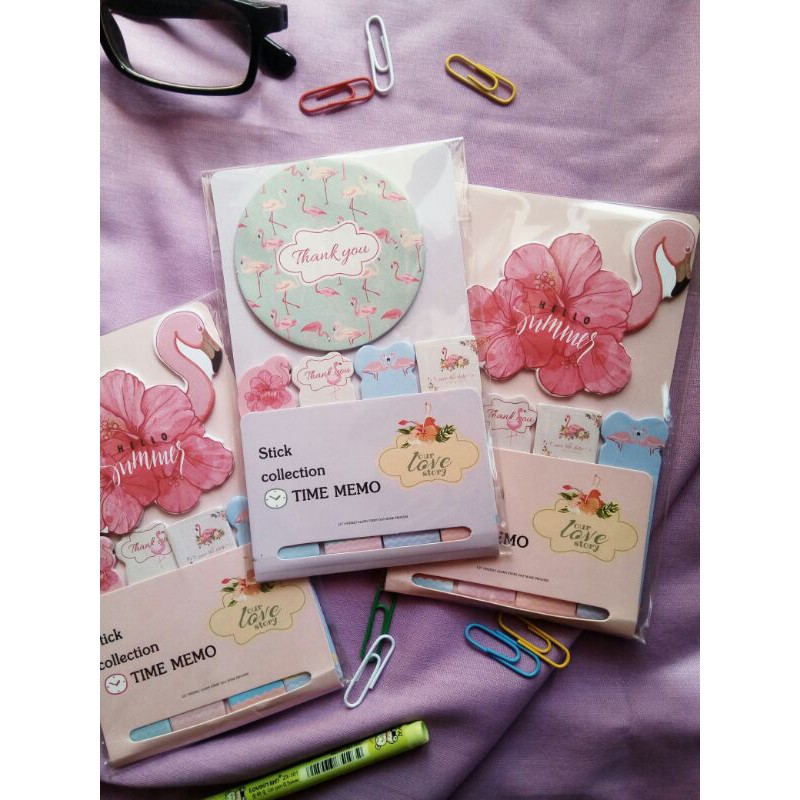 Jual Sticky Notes Time Memo Karakter Flamingo | Shopee Indonesia