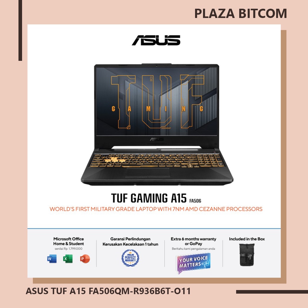 Jual ASUS TUF A15 FA506QM-R936B6T-O11 R9-5900HX 16G RTX3060 | PLAZA ...