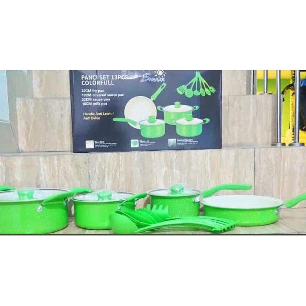 Jual Panci Set Anti Lengket Wajan Teflon Panci Tutup Kaca Serbaguna 13 ...