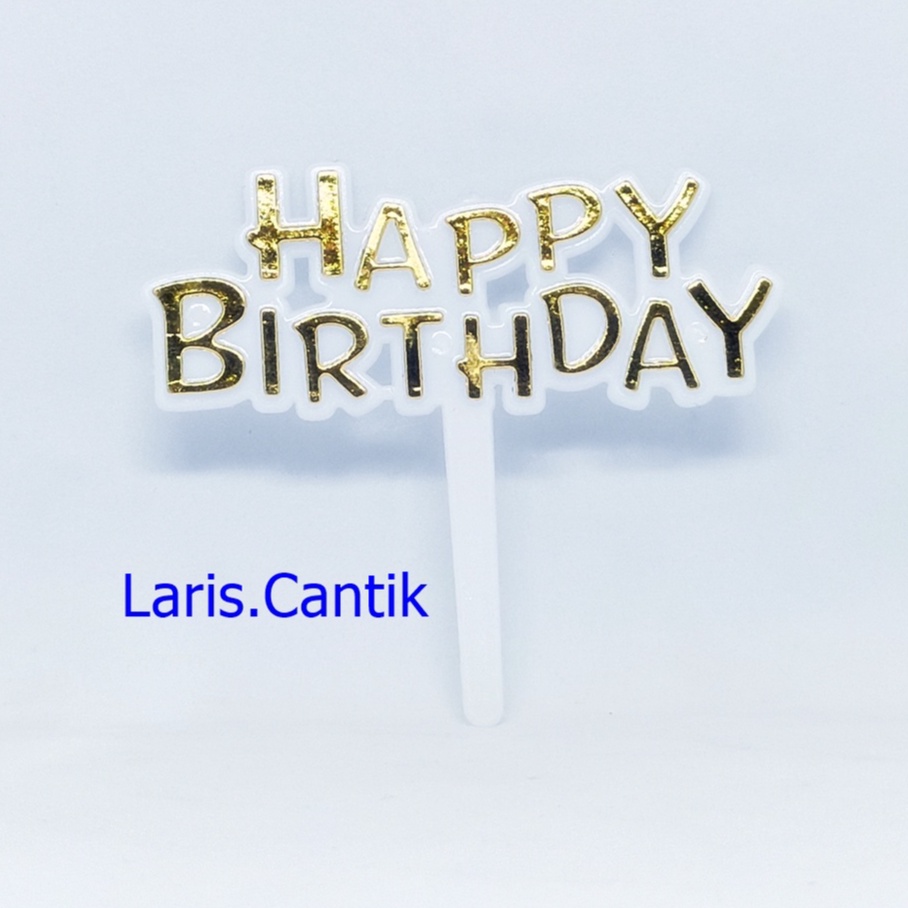 Jual Cake Toper Happy Birthday Emas Baru Isi 50 Pcs | Shopee Indonesia