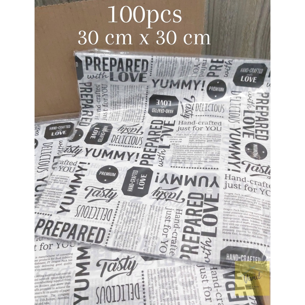 Jual Kertas Nasi / Burger Bermotif - 30 CM x 30 CM (100 pcs) | Shopee ...