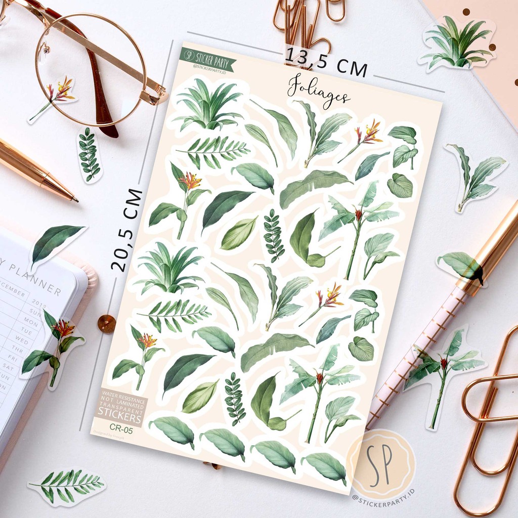 Jual [Sticker Party] Stiker Transparan Tanaman Bunga Daun Hijau Floral ...