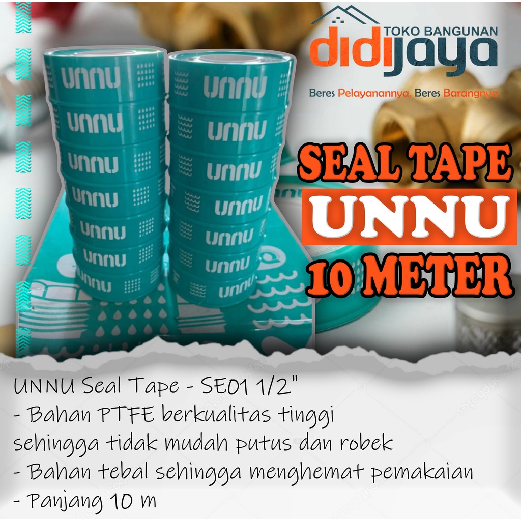Jual Seal Tape UNNU 12 mm - Isolasi Kran Air - Selotip - solasi Pipa ...