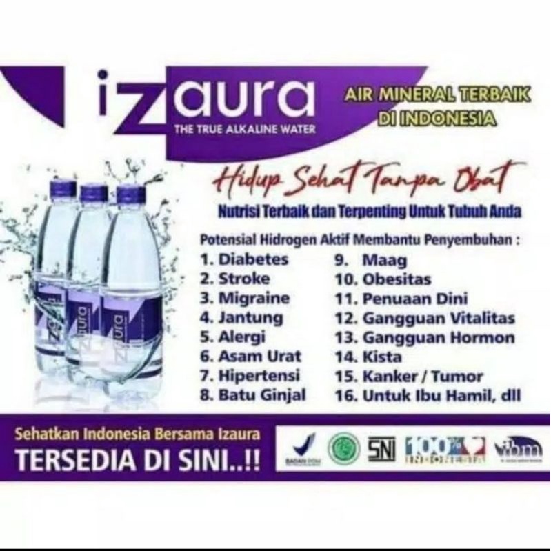 Jual IZAURA ALKALINE WATER//IZAURA MINUMAN KESEHATAN// 1 DUS ISI 12 ...