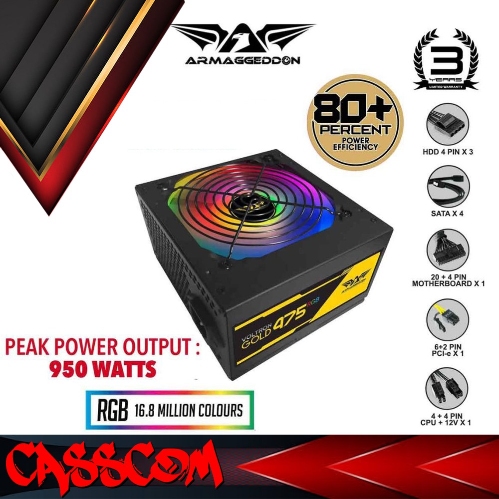 Jual PSU Armaggeddon Voltron Gold 475 RGB Power Supply Unit Silent Fan Warranty | Shopee Indonesia