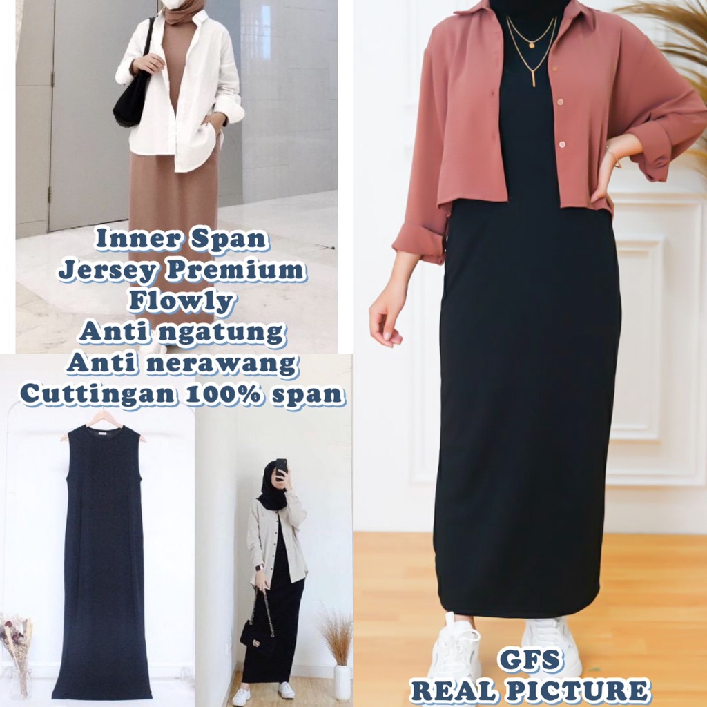 Jual GFS SR INNER SPAN INSPAN LONG DRESS | Shopee Indonesia