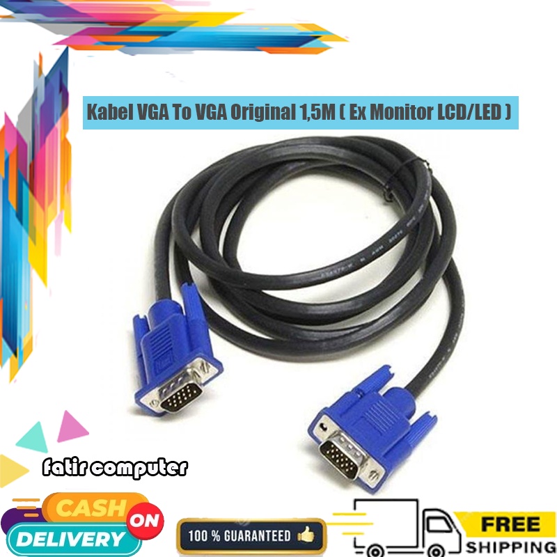 Jual Kabel VGA to VGA PC Komputer Dekstop CCTV Original Tebal Panjang 1.5M Copotan CPU | Shopee ...