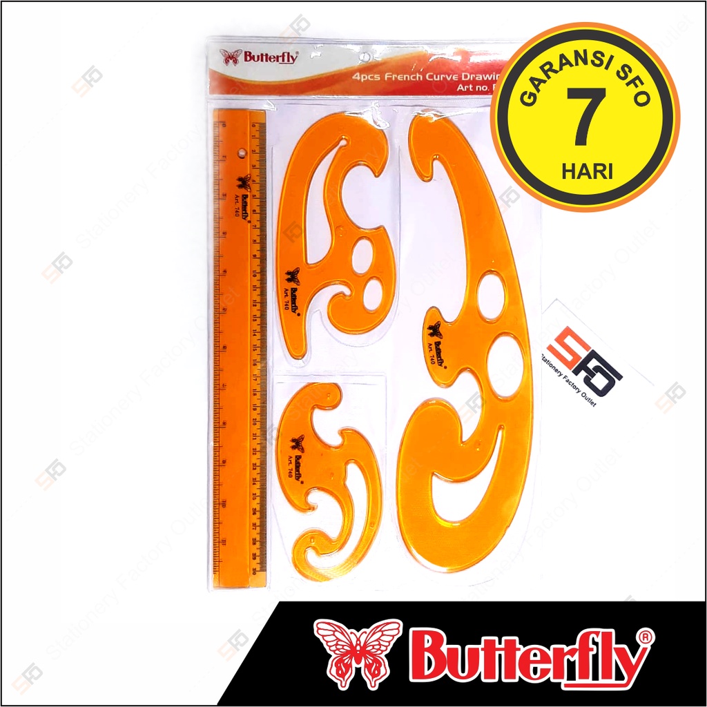 Jual Penggaris Mal Lengkung Butterfly BT-740 - Pola Baju - SFO Semarang ...