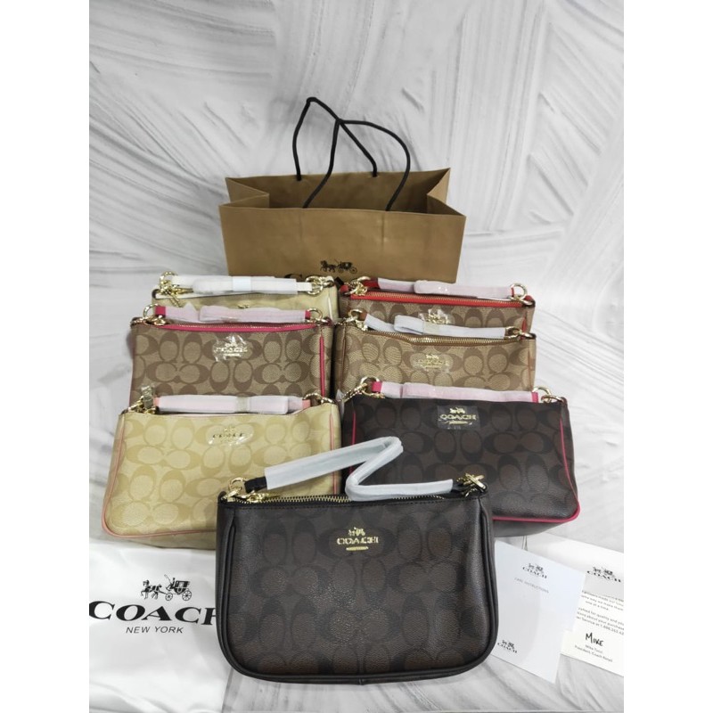 Jual COACH TOP HANDLE POUCH IN SIGNATURE ORIGINAL | Shopee Indonesia